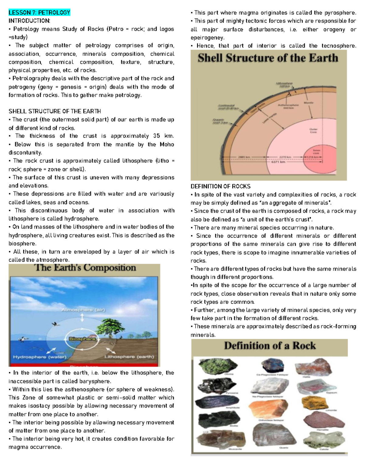 Geology- Finals- Lecture - LESSON 7: PETROLOGY INTRODUCTION: Petrology ...