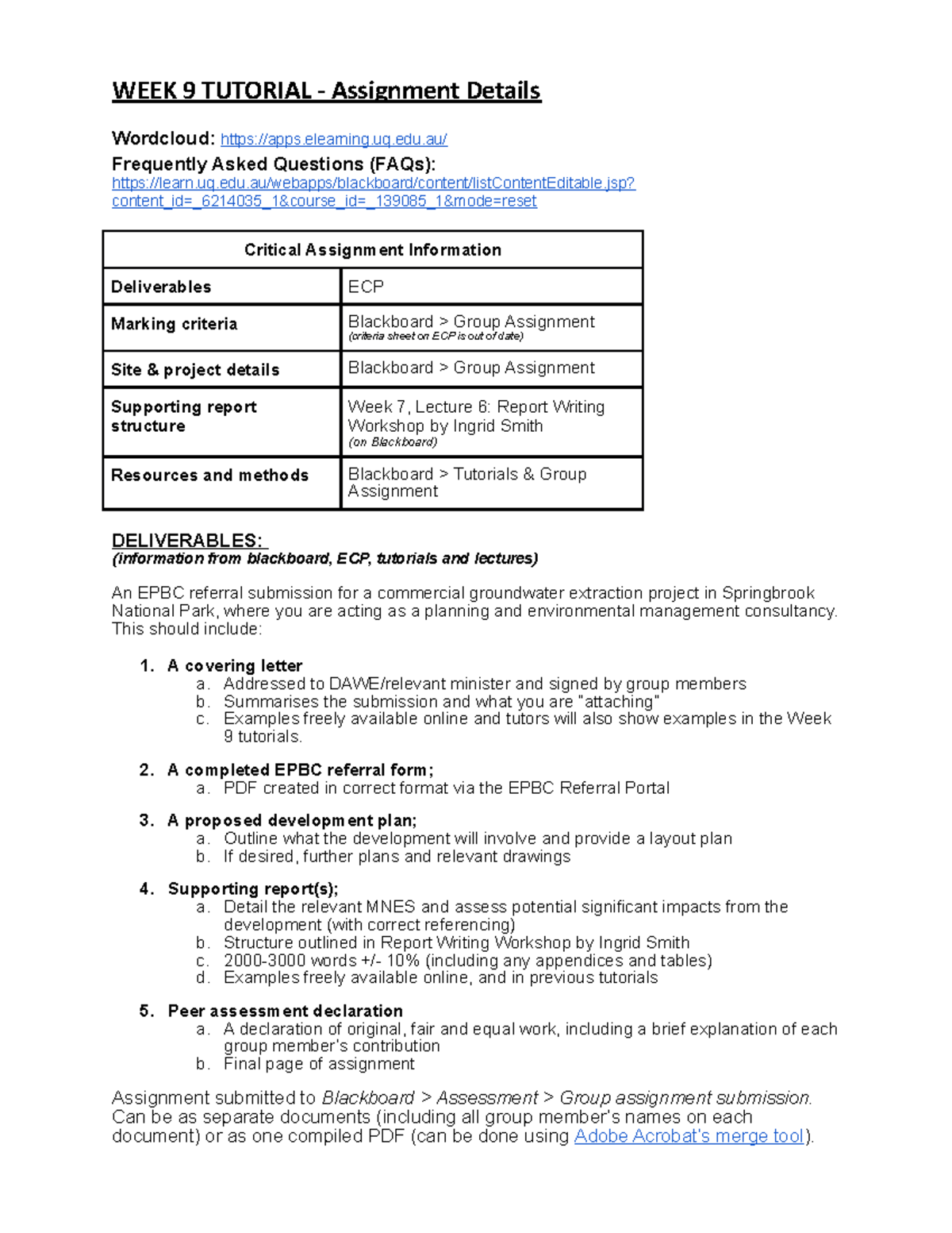 ENVM3103 7123 Week9 - Lecture notes 2 - WEEK 9 TUTORIAL - Assignment ...
