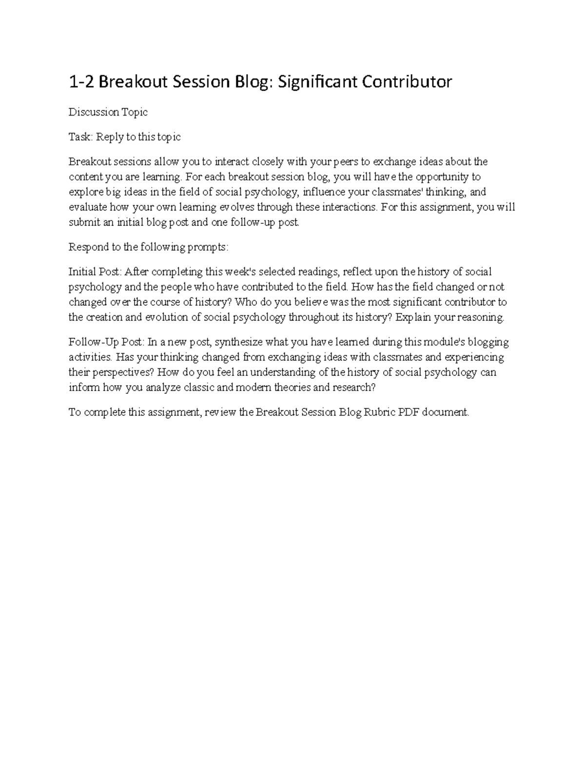 1-2 Breakout Session Blog Significant Contributor - 1-2 Breakout Session Blog: Significant - Studocu