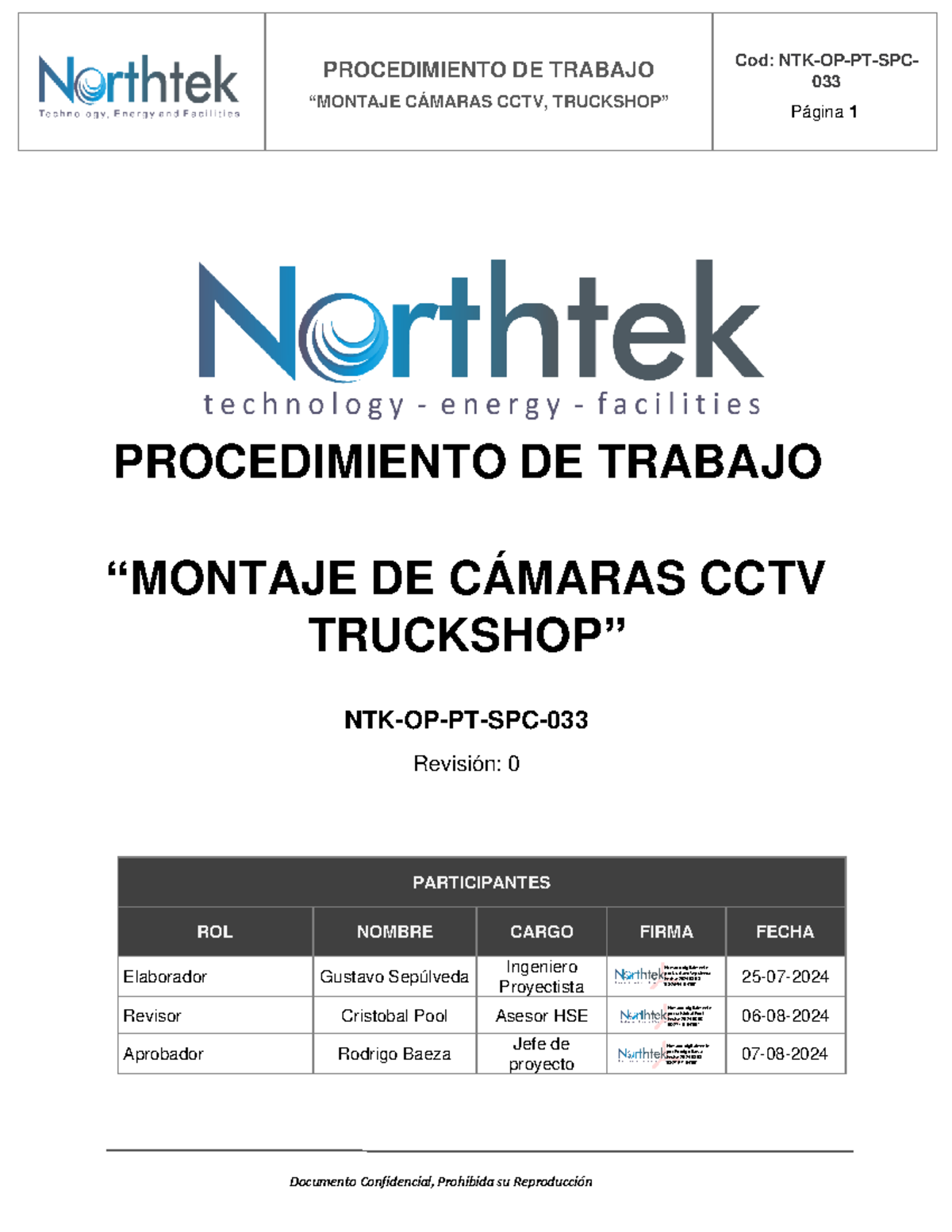 NTK-OP-PT-SPC-033 Procedimiento DE Trabajo CÁ Maras CCTV Truck SHOP ...