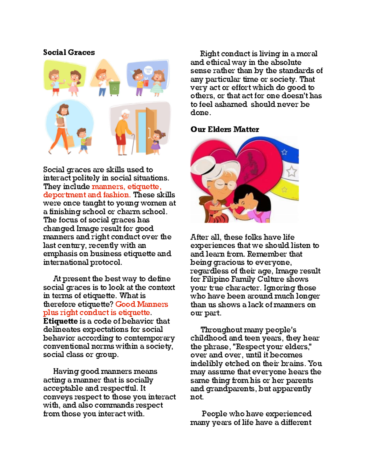 Module 6 Enhancing Social Skills - Social Graces Social graces are ...