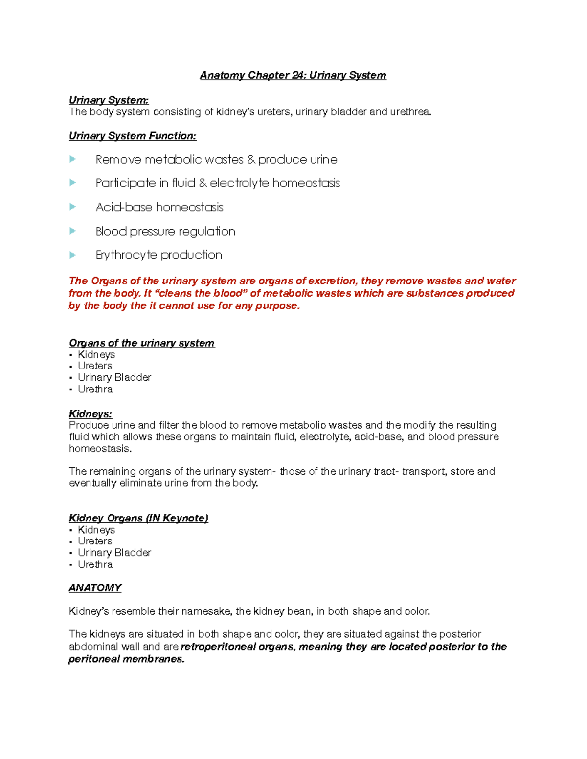 Urinary - Anatomy review notes, from textbook, prof's words, and slides ...