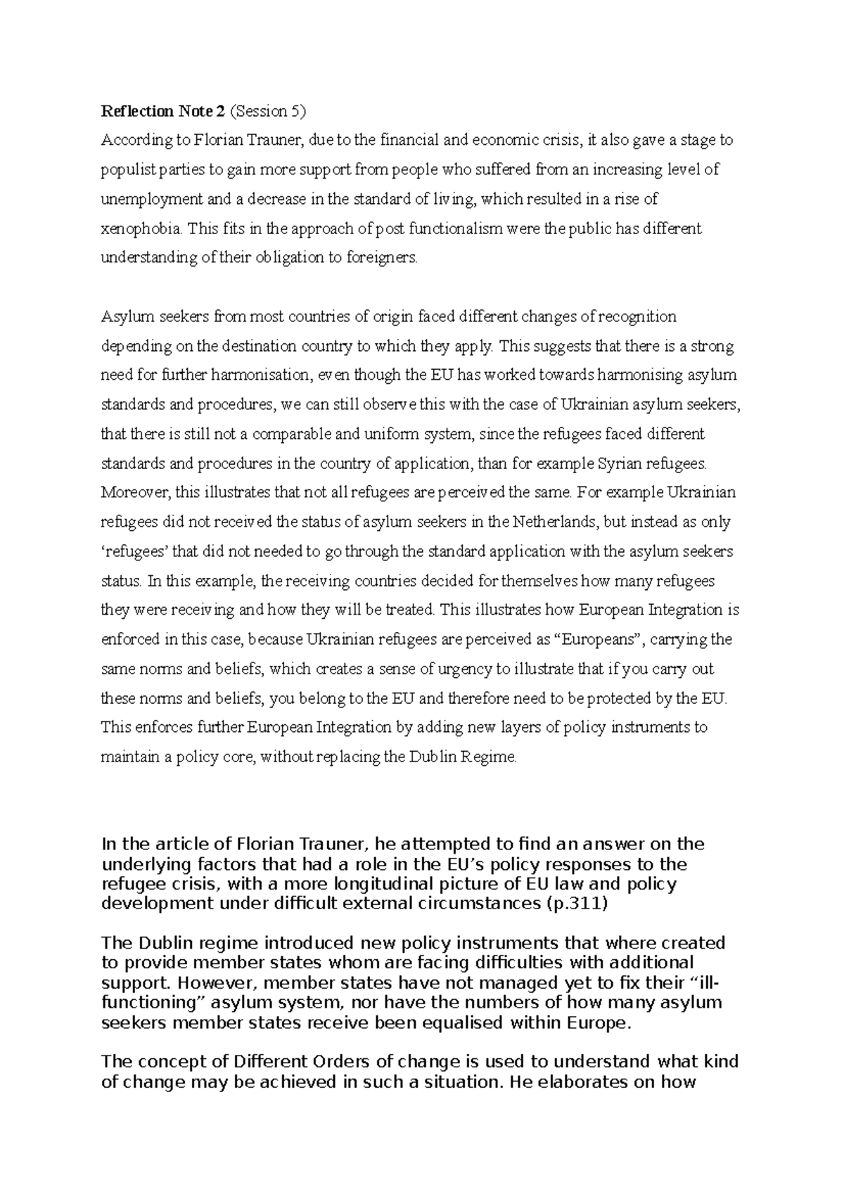 Reflection Note 2 - Samenvatting van de verplichte readings die ...