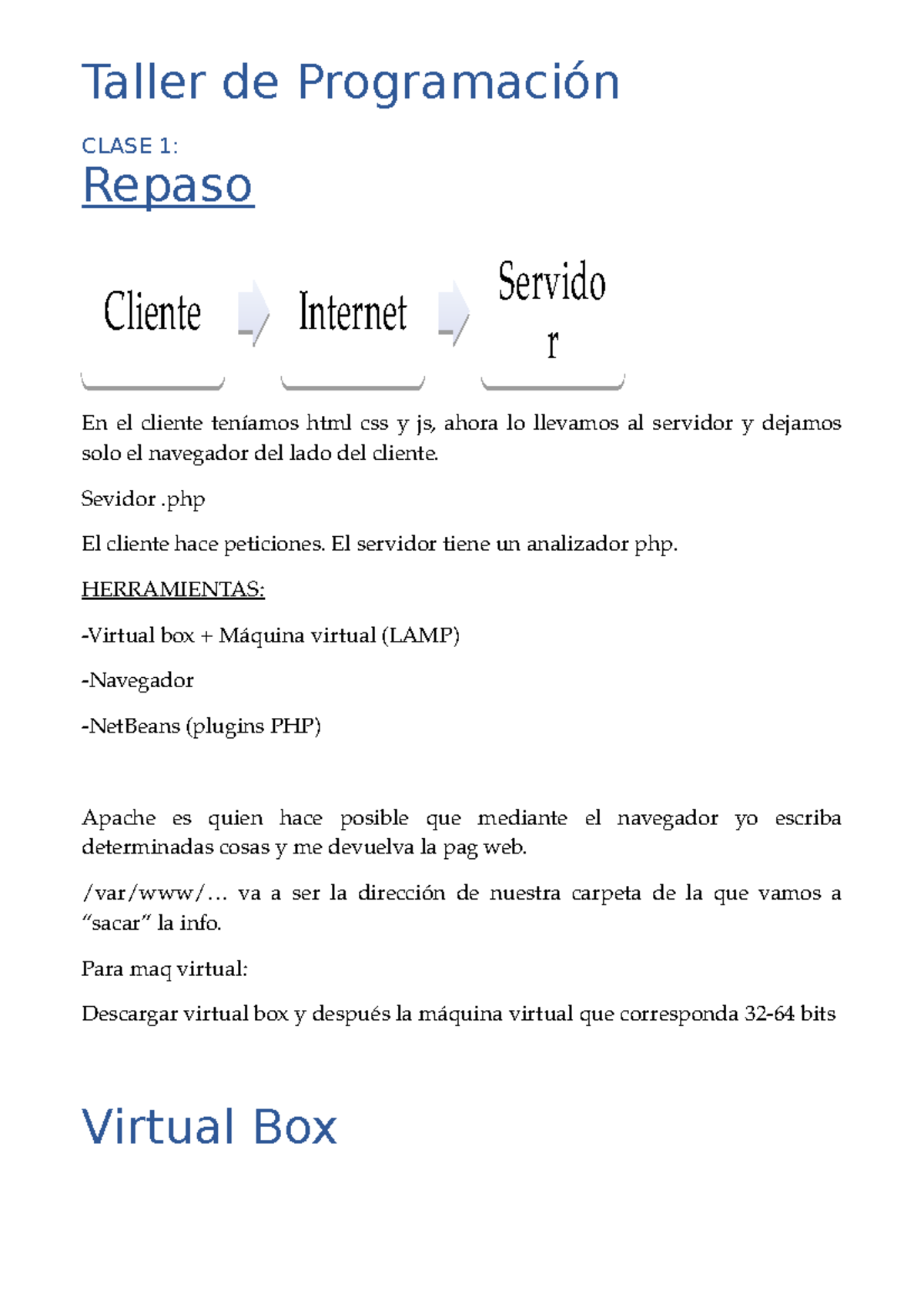 Taller de Programación-Teorico - Taller de Programación CLASE 1: Repaso ...