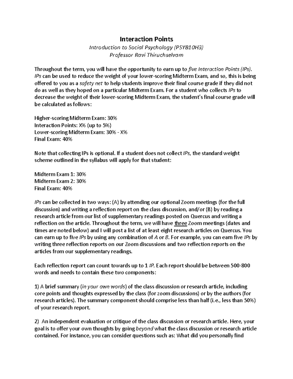 Rubric - Interaction Points - Interaction Points Introduction to Social ...