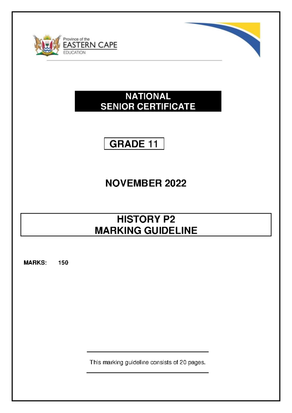 History-P2-MEMO-GR11-NOV2022 English - NATIONAL SENIOR CERTIFICATE ...