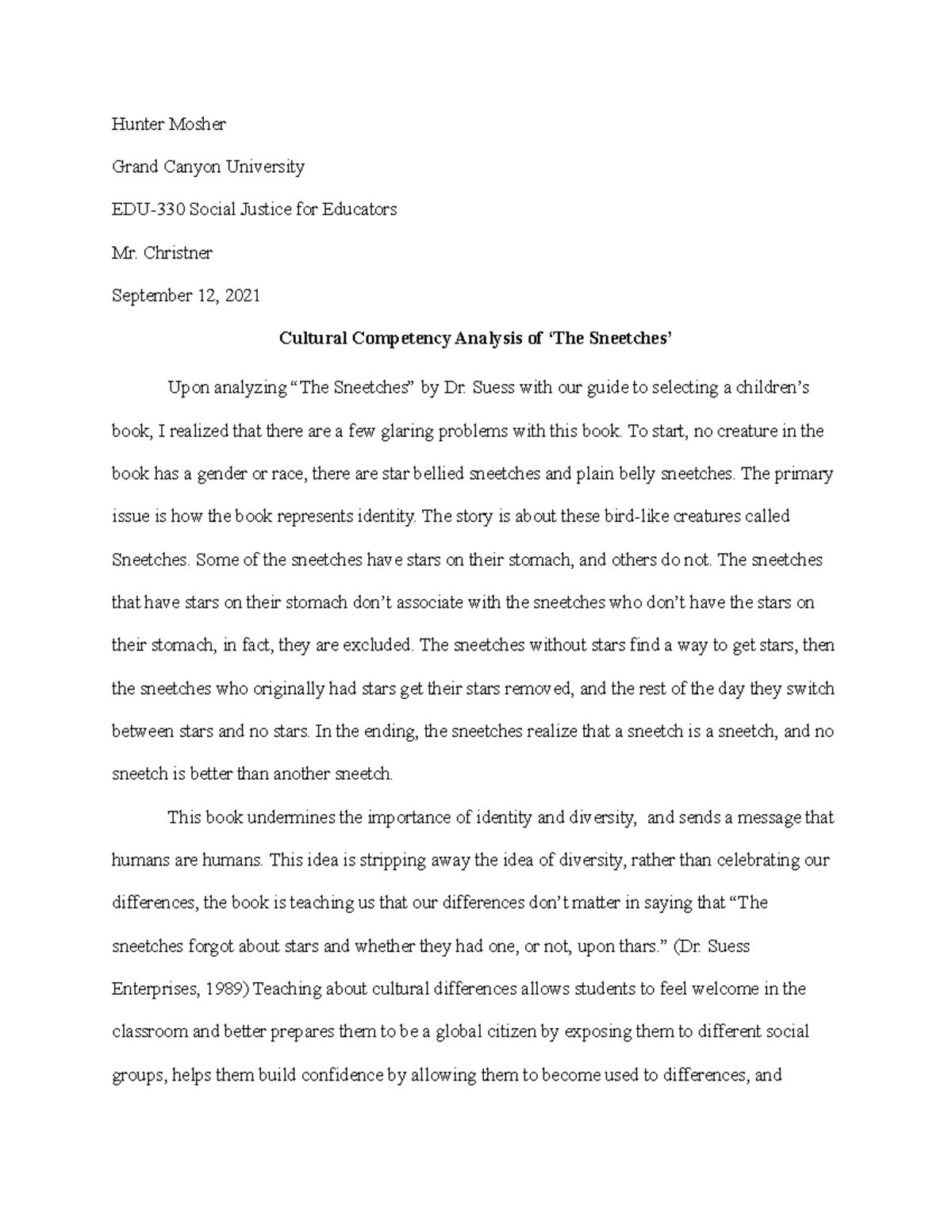 Cultural Competency Analysis - Hunter Mosher Grand Canyon University ...