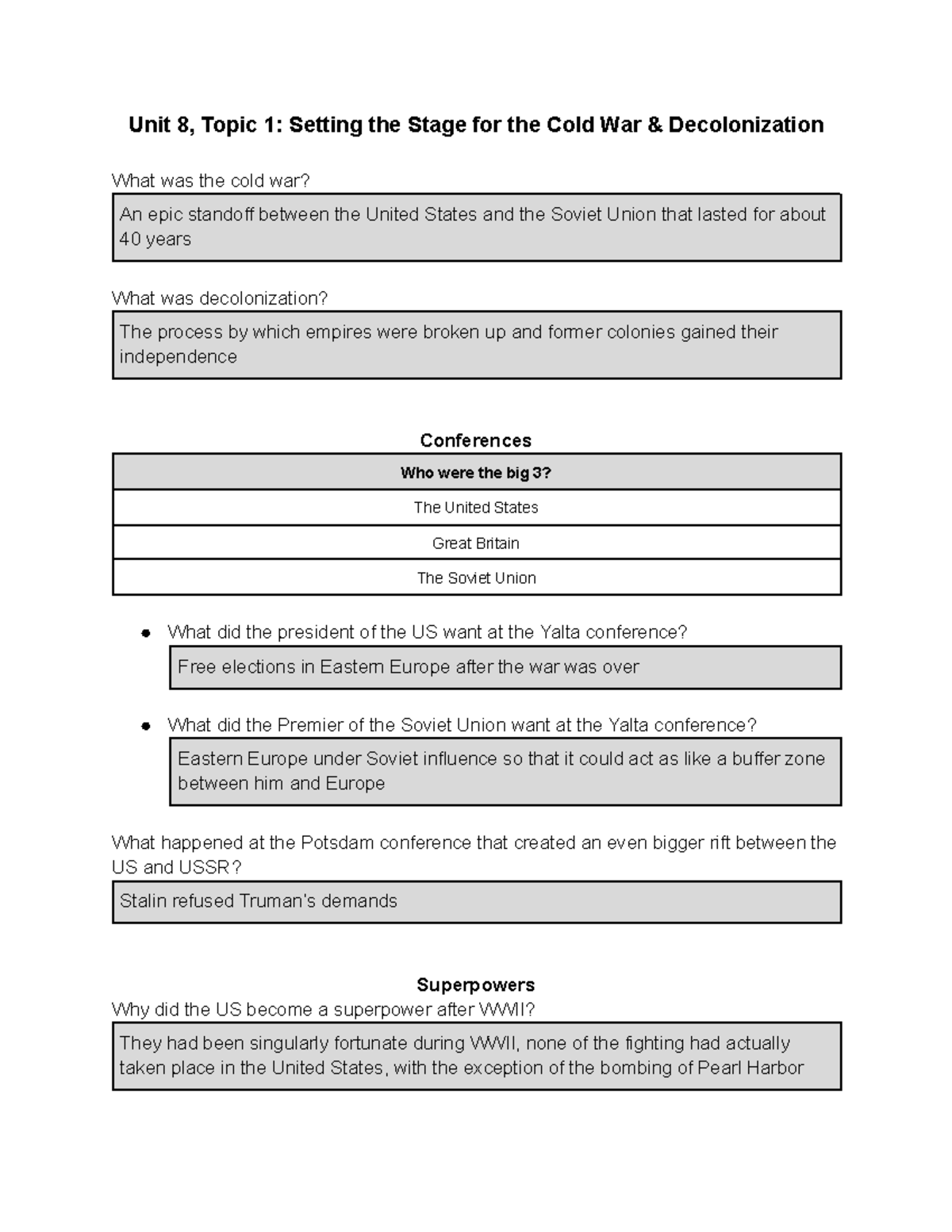 Unit 8, Topic 1 - Ap World History Review - Unit 8, Topic 1: Setting ...