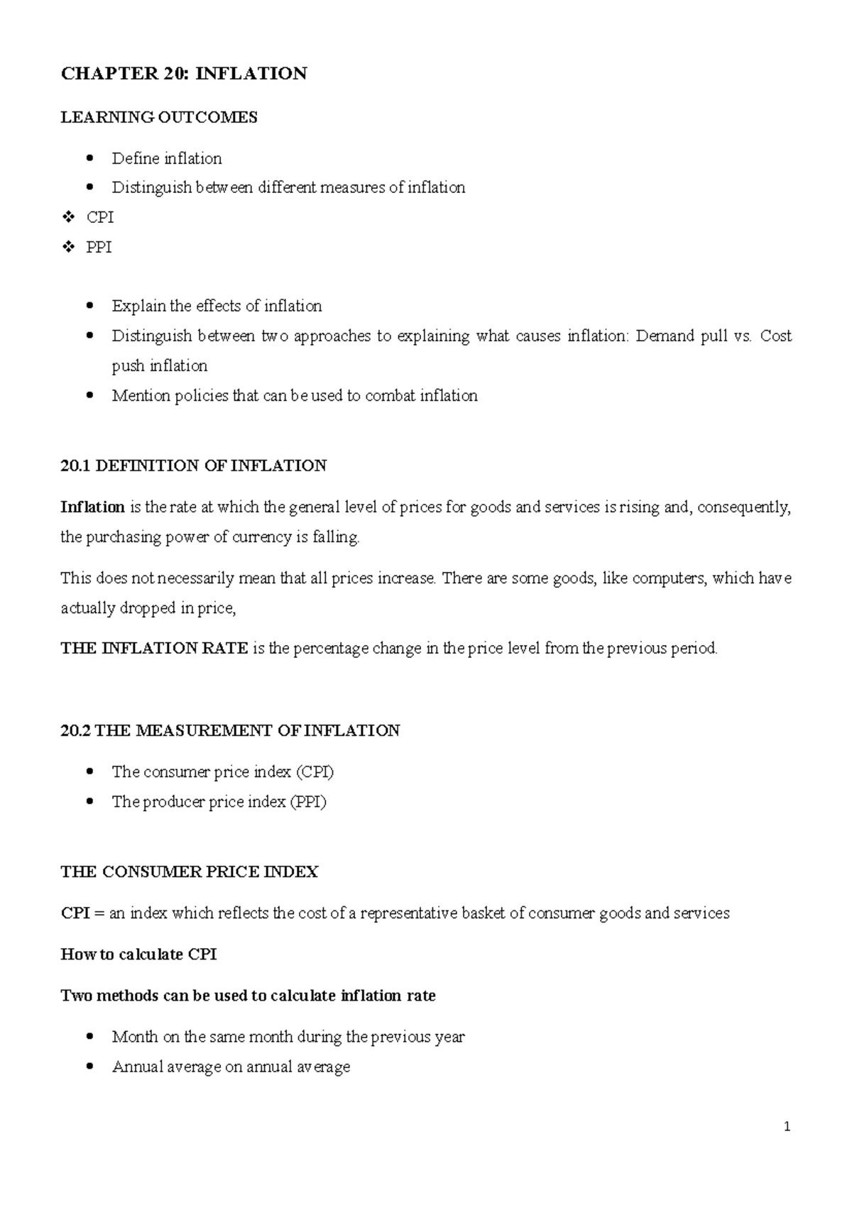 Chapter 20 Inflation - Economics module level 1 - CHAPTER 20: INFLATION ...