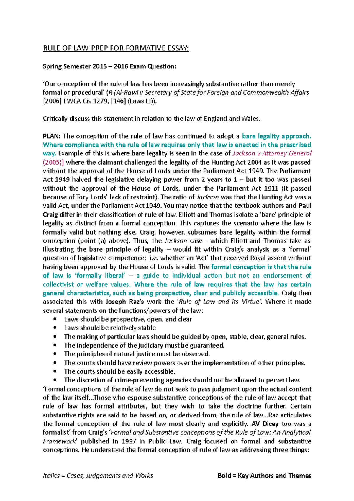 RULE OF LAW PREP essay - RULE OF LAW PREP FOR FORMATIVE ESSAY: Spring ...