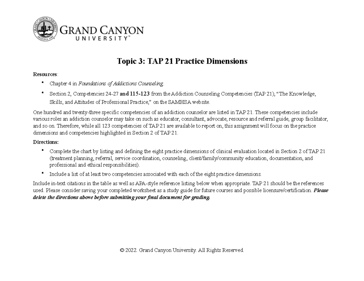 PCN 100 RS T3 TAP21Practice Dimensions - Topic 3: TAP 21 Practice ...