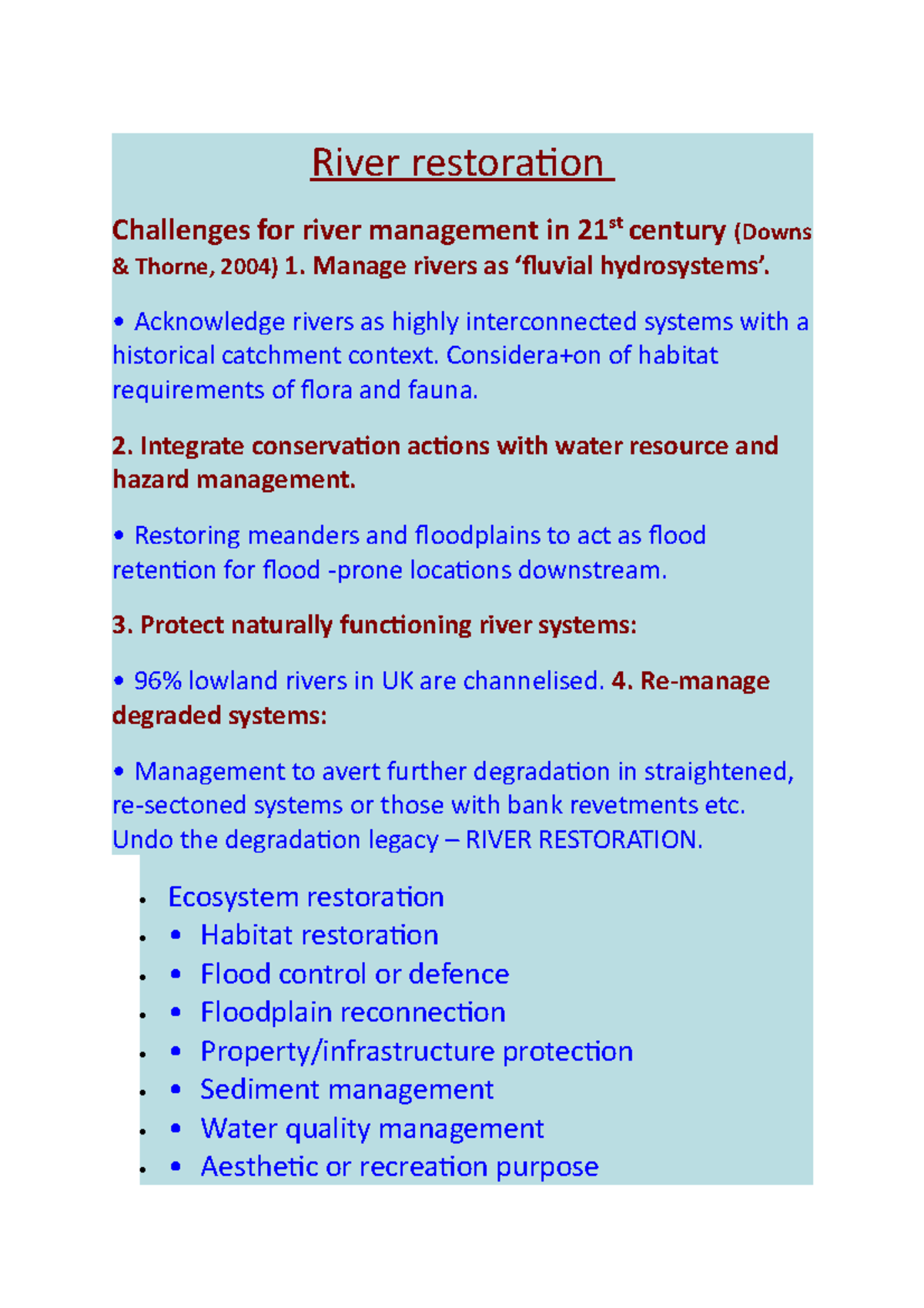 River restoration - River restoraion Challenges for river management in ...