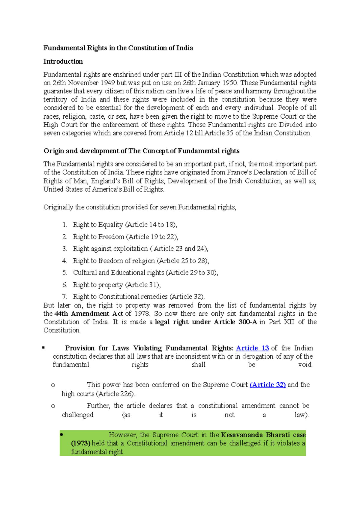 Fundamental Rights in the Constitution of India - Fundamental Rights in ...