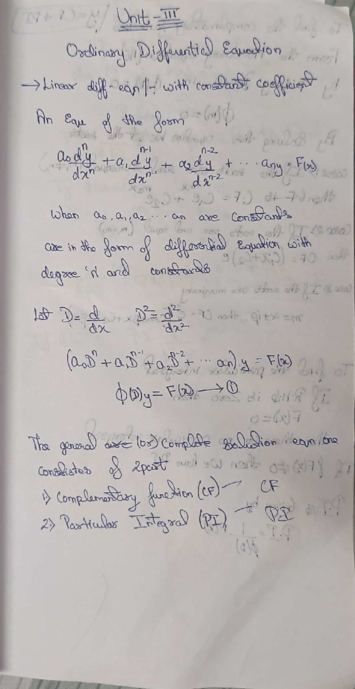Unit 3 maths part 1 - Notes for unit 3 - .' Dn\t-~ I ::s -:::::::- • O ...