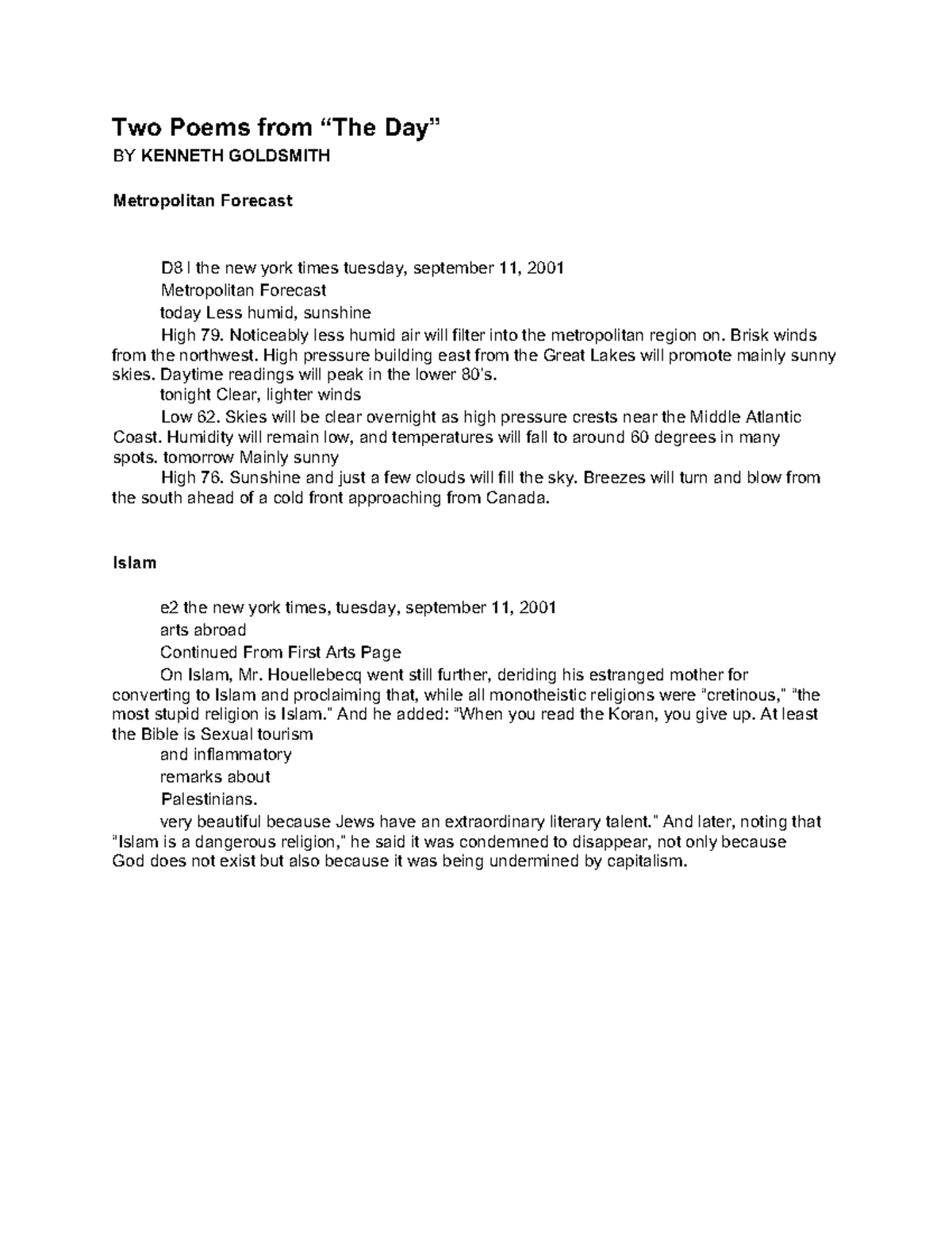 The Day Excerpts - sbwgsiqu uhsduhwid - Two Poems from “The Day” BY ...