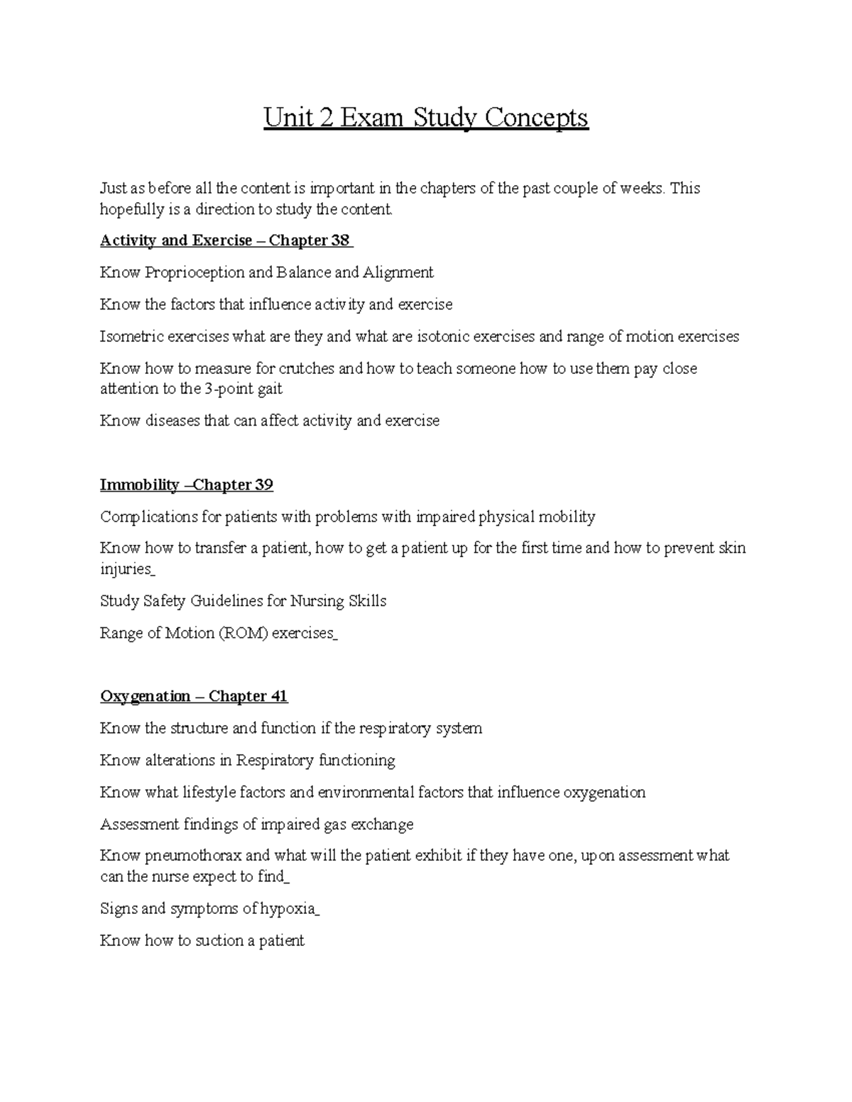 Exam 2 concept guide - dfd - Unit 2 Exam Study Concepts Just as before ...