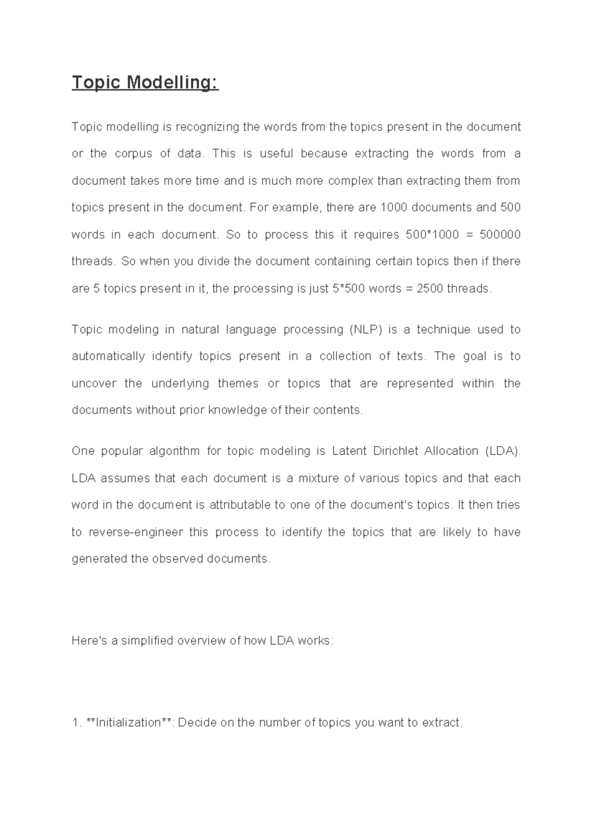 Topic Modelling - nlp - Topic Modelling: Topic modelling is recognizing the words from the ...