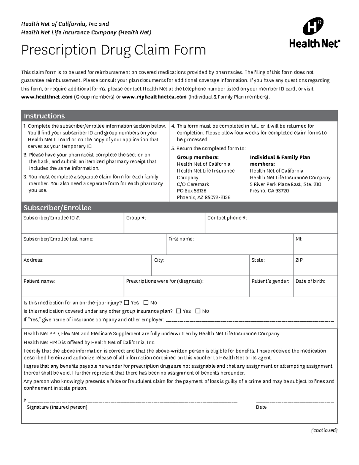 Ca rx claim form eng 2 - Noted - - Studocu