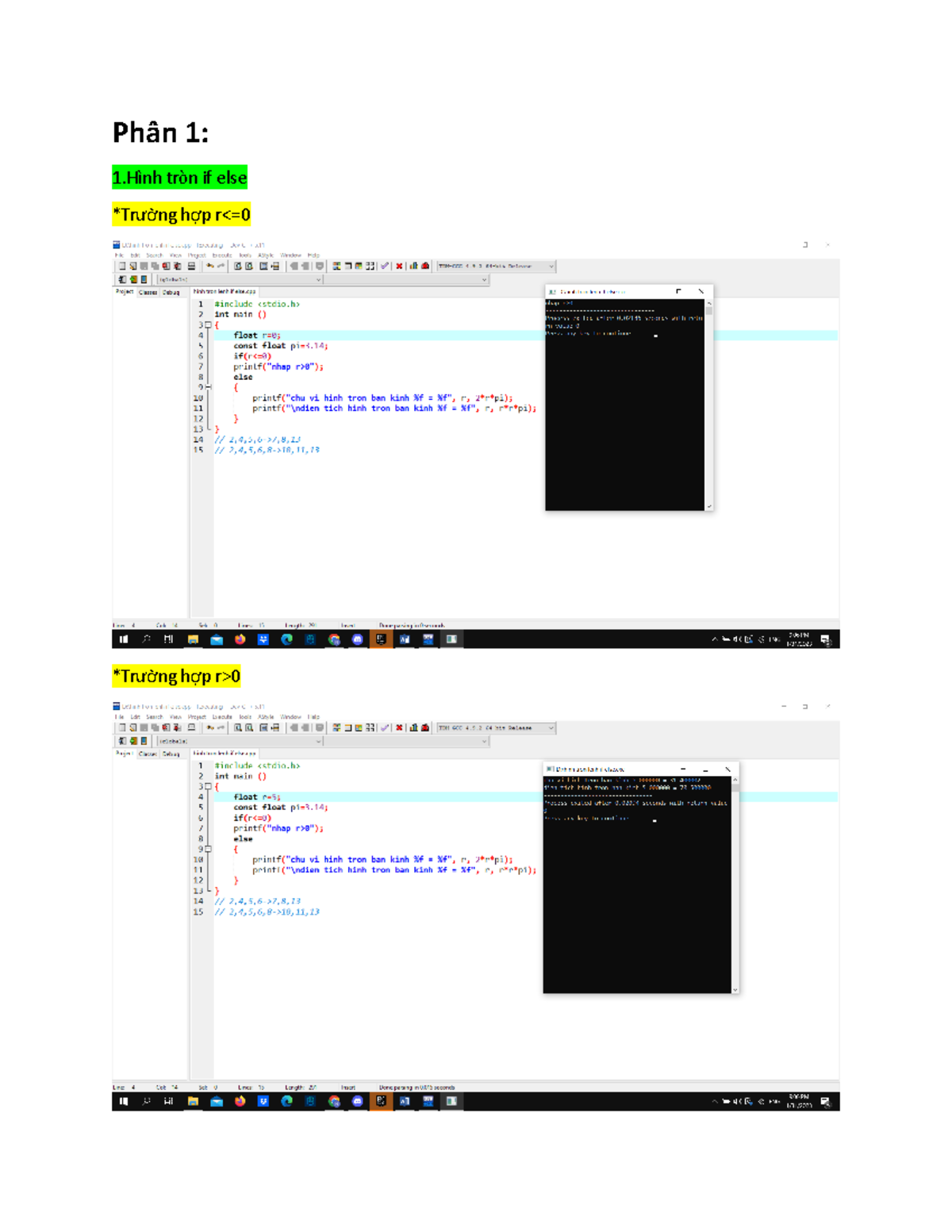 Bài tập code tết - fadfsdfsdf - Phầần 1: 1ình tròn if else *Tr ường h p r