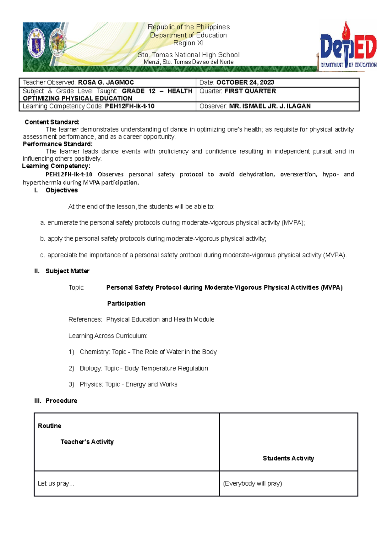 HOPE WEEK 8 - HOPE GRADE 12 - Republic of the Philippines Department of ...