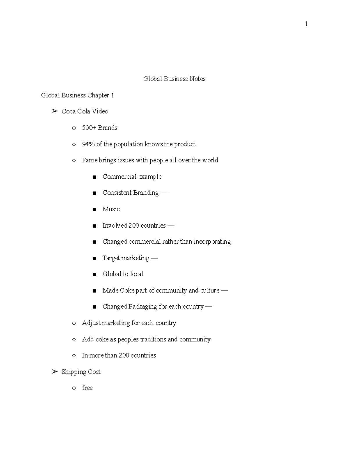 Global Business Notes - Global Business Notes Global Business Chapter 1 ...