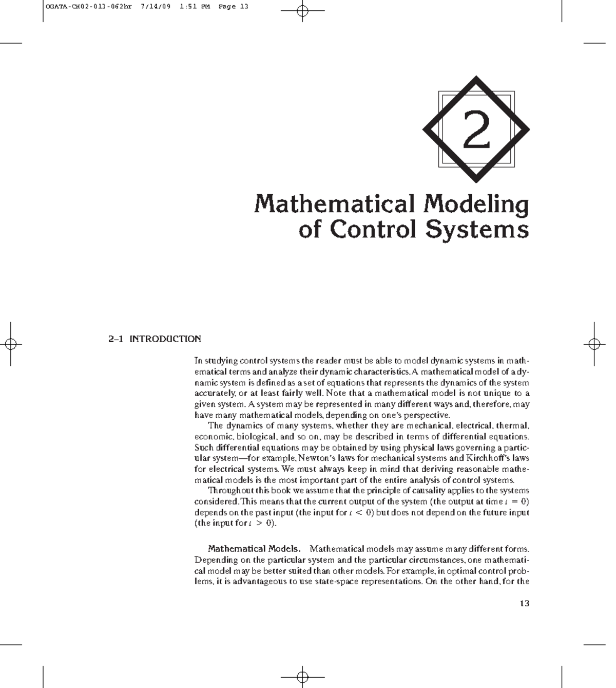 0136156738 - 2 13 Mathematical Modeling of Control Systems 2–1 ...
