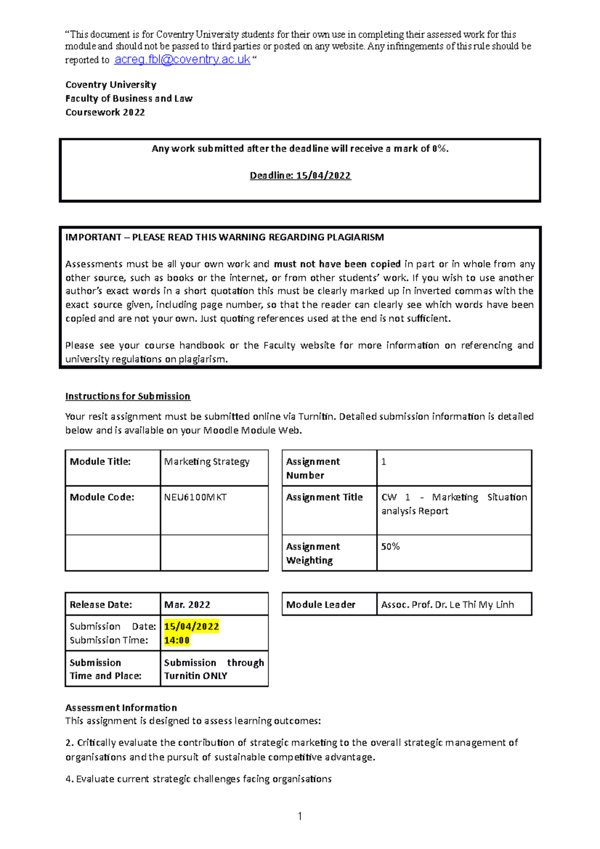NEU6100MKT MS CW1 cosmetic company MKT situation analysis 4.2022 - module and should not be ...