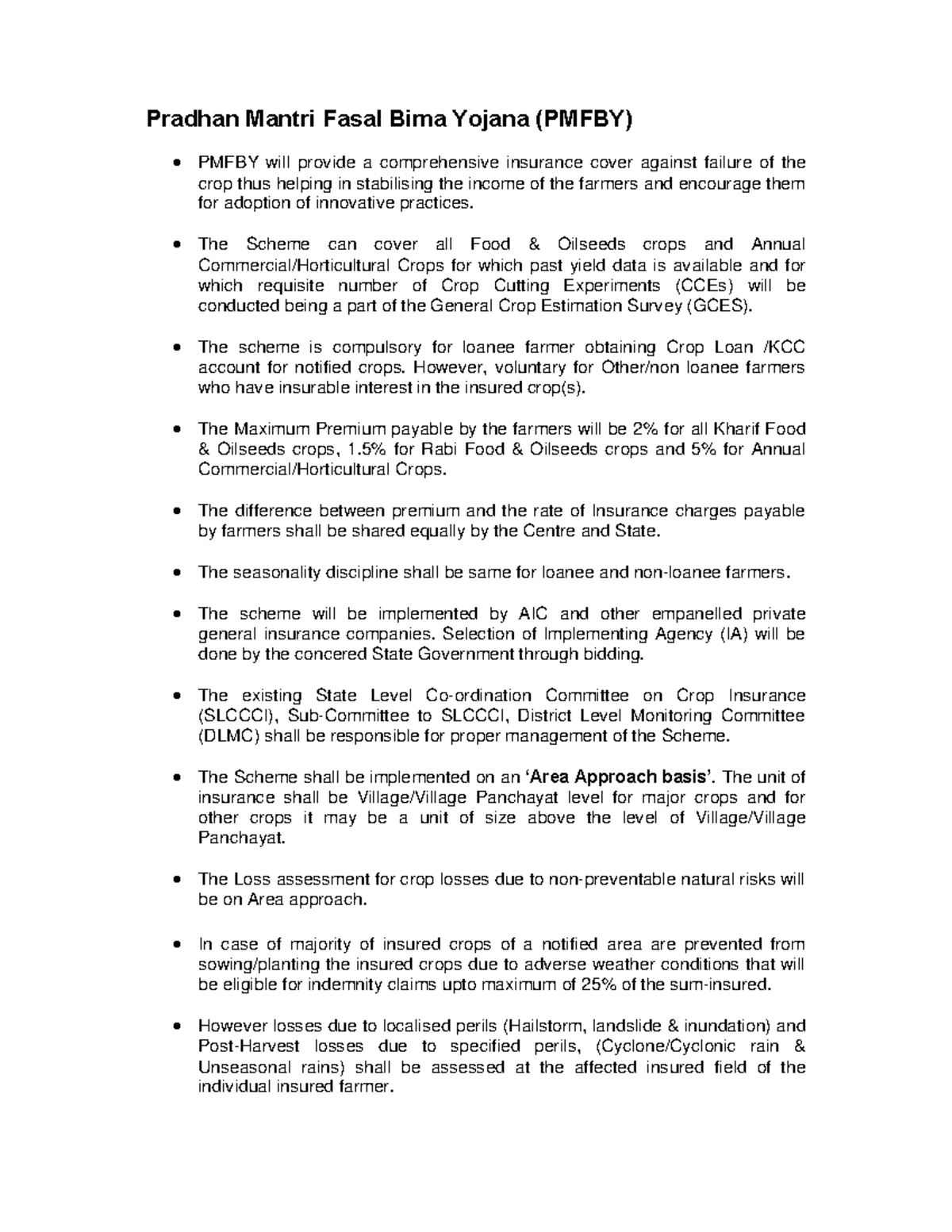 Pmfby Features - Nothing - Pradhan Mantri Fasal Bima Yojana (PMFBY) ∑ ...