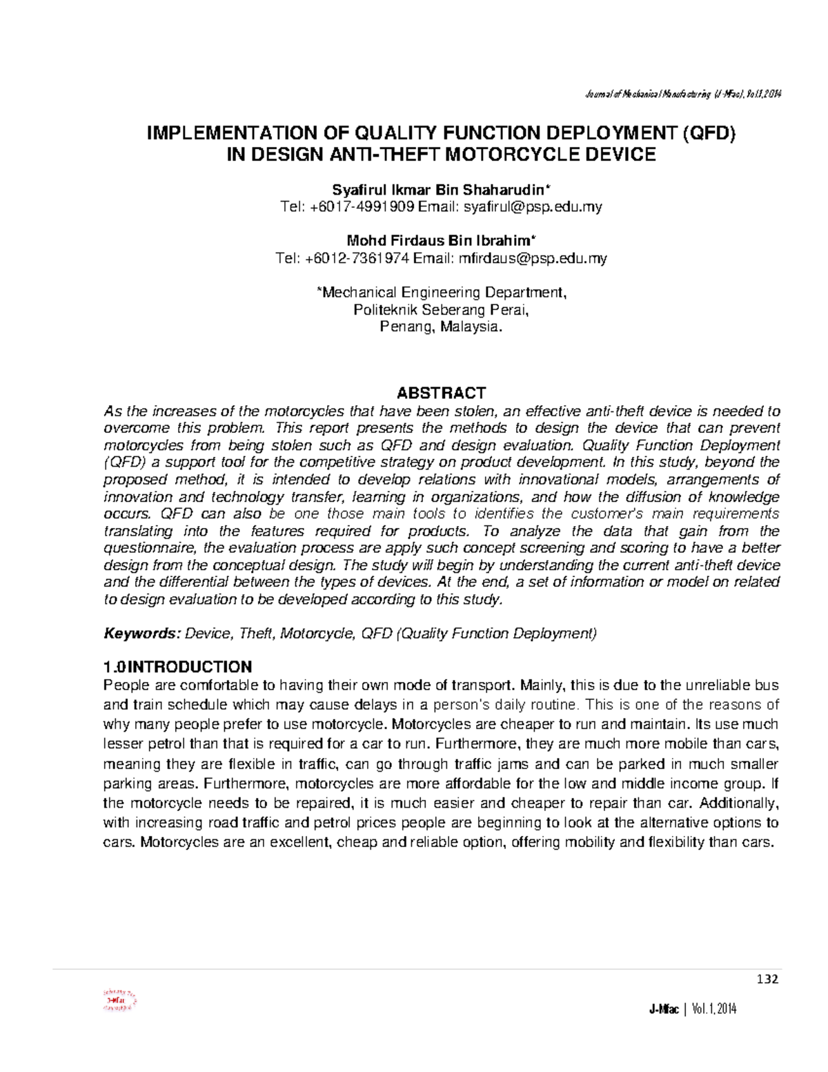 Lecture 14 - PPM (QFD - CASE Study) - 132 IMPLEMENTATION OF QUALITY ...