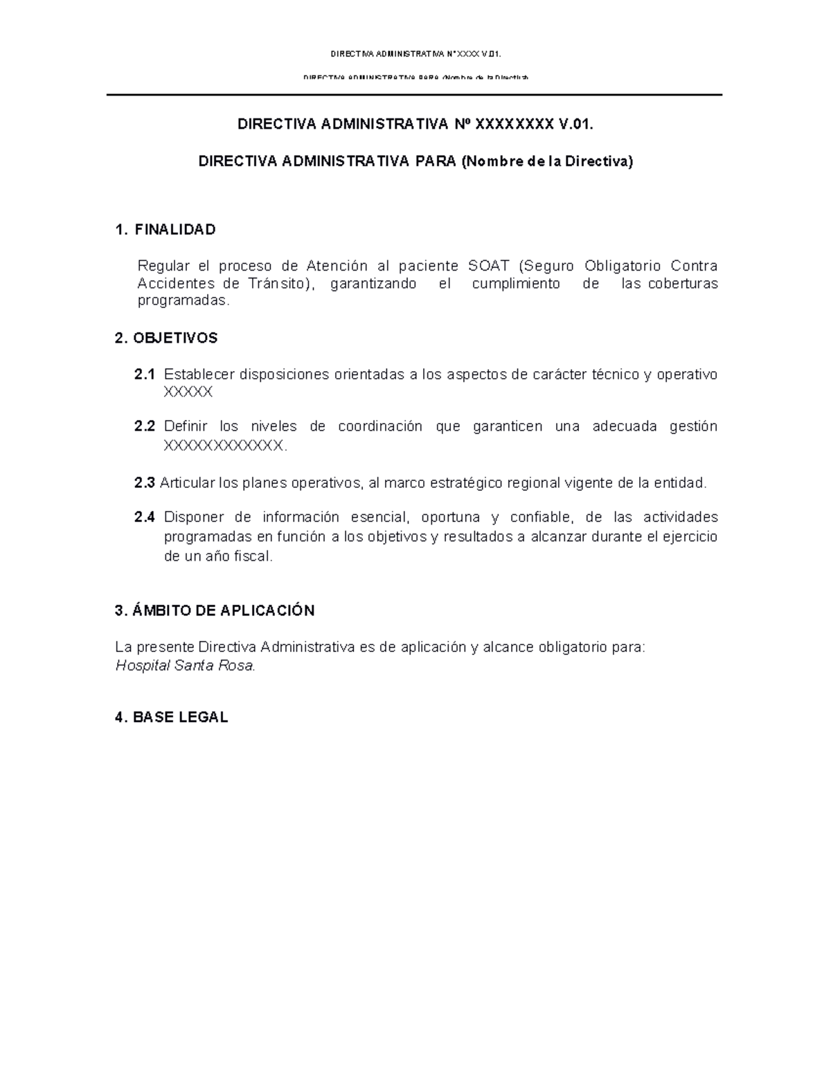 Modelo Directiva - ayuda - DIRECTIVA ADMINISTRATIVA Nº XXXXXXXX V ...