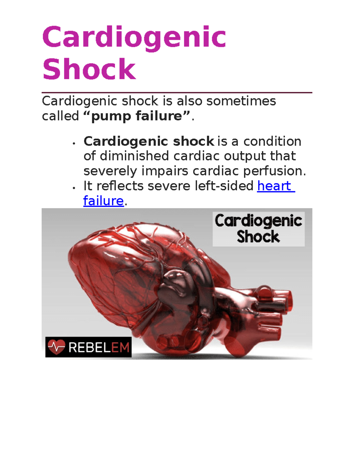 Cardiogenic Shock - studied nursing backhome so prepared notes ...