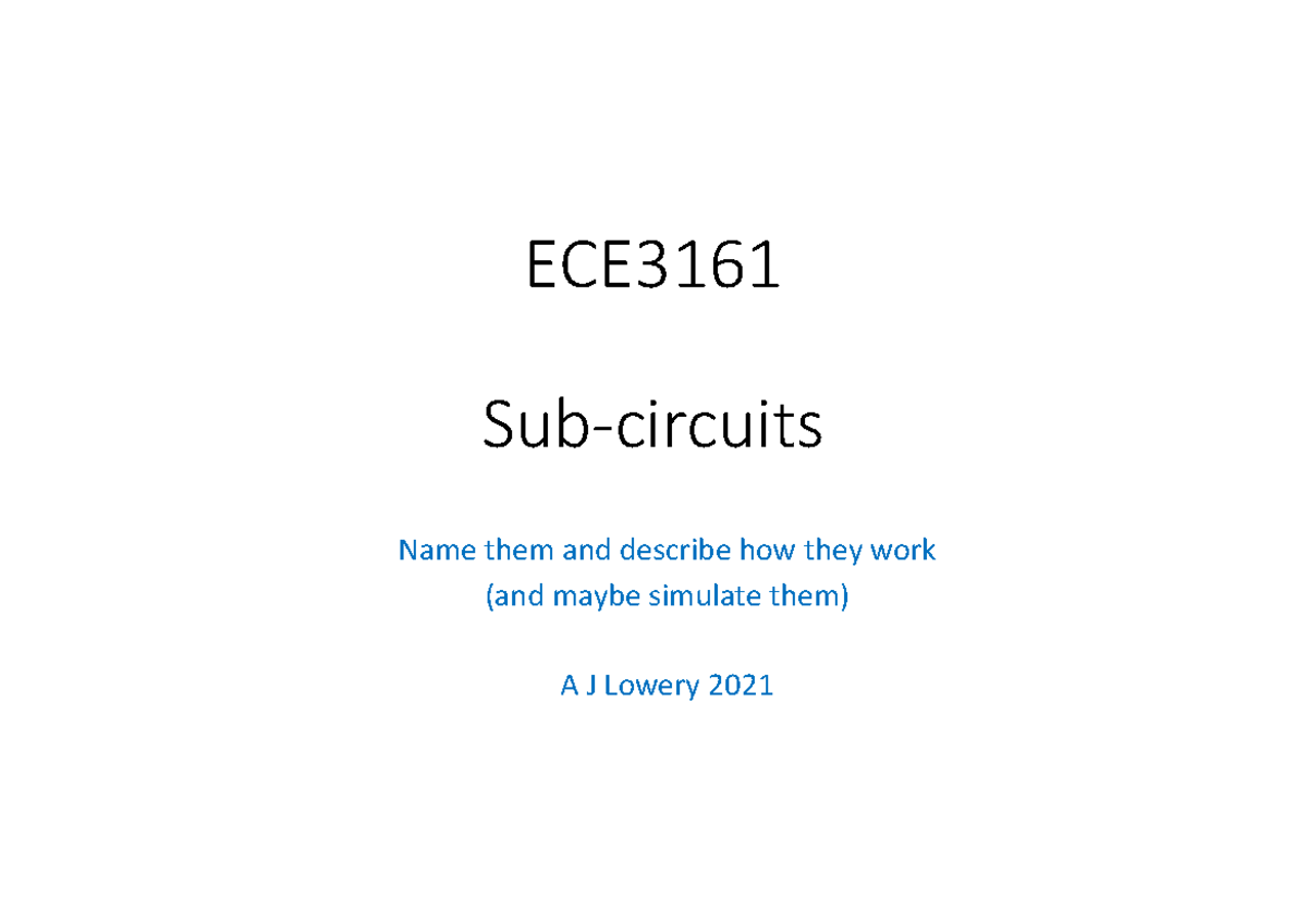 ECE3161 Revision sheets sub circuits - ECE Sub-circuits Name them and ...