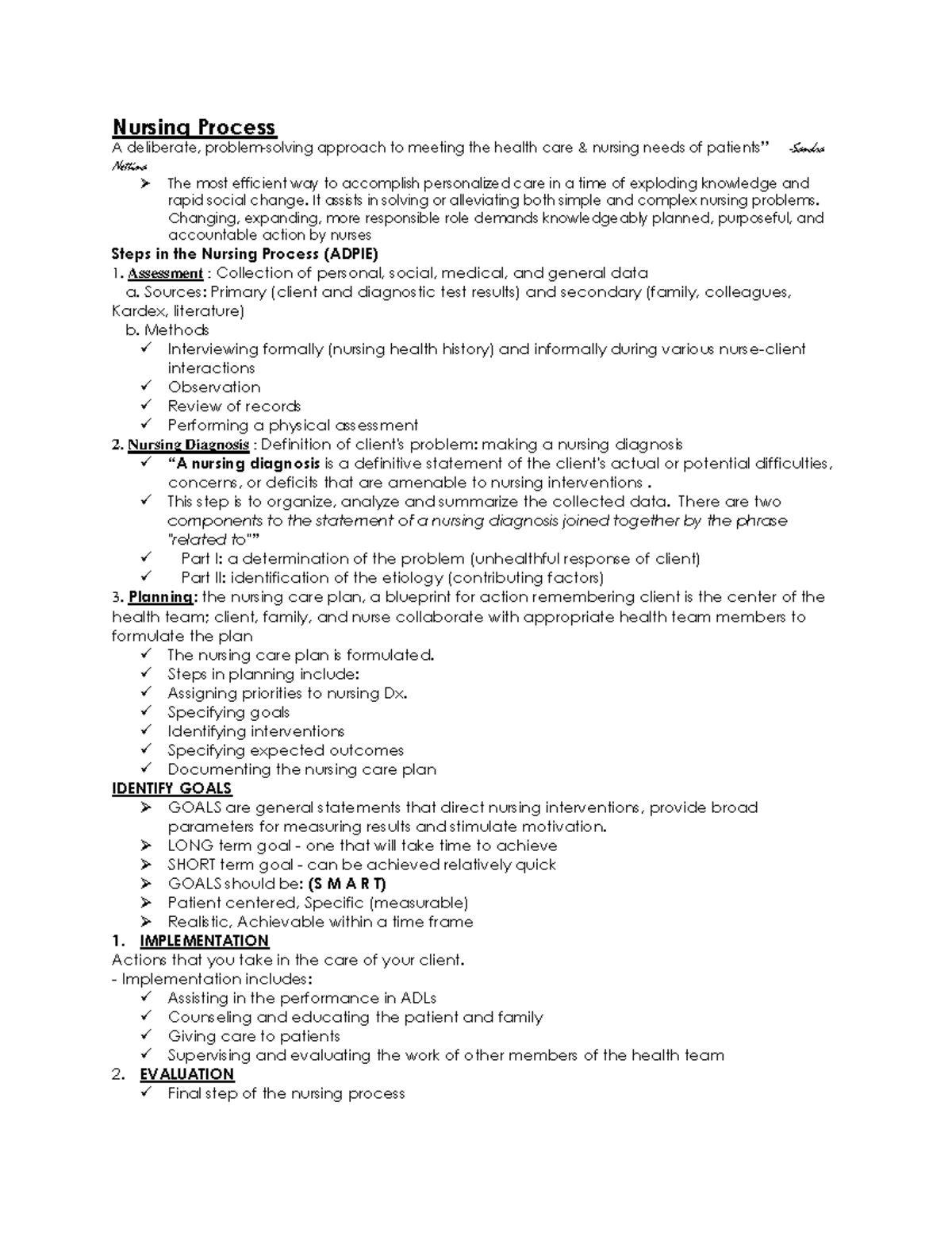 Funda - Nursing Process and Communication - Nursing Process A ...