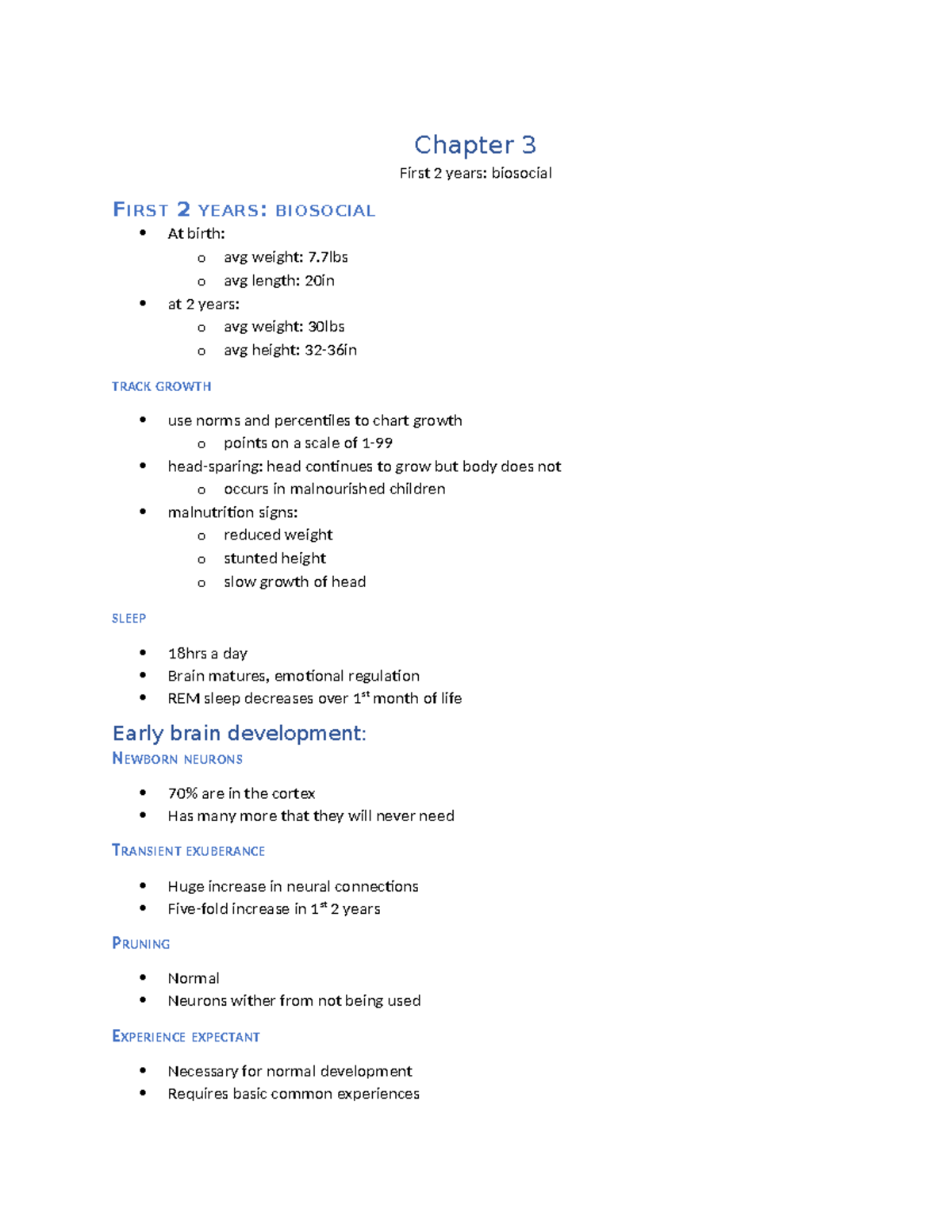 Chapter 3 first 2 years - notes from txst - Chapter 3 First 2 years ...