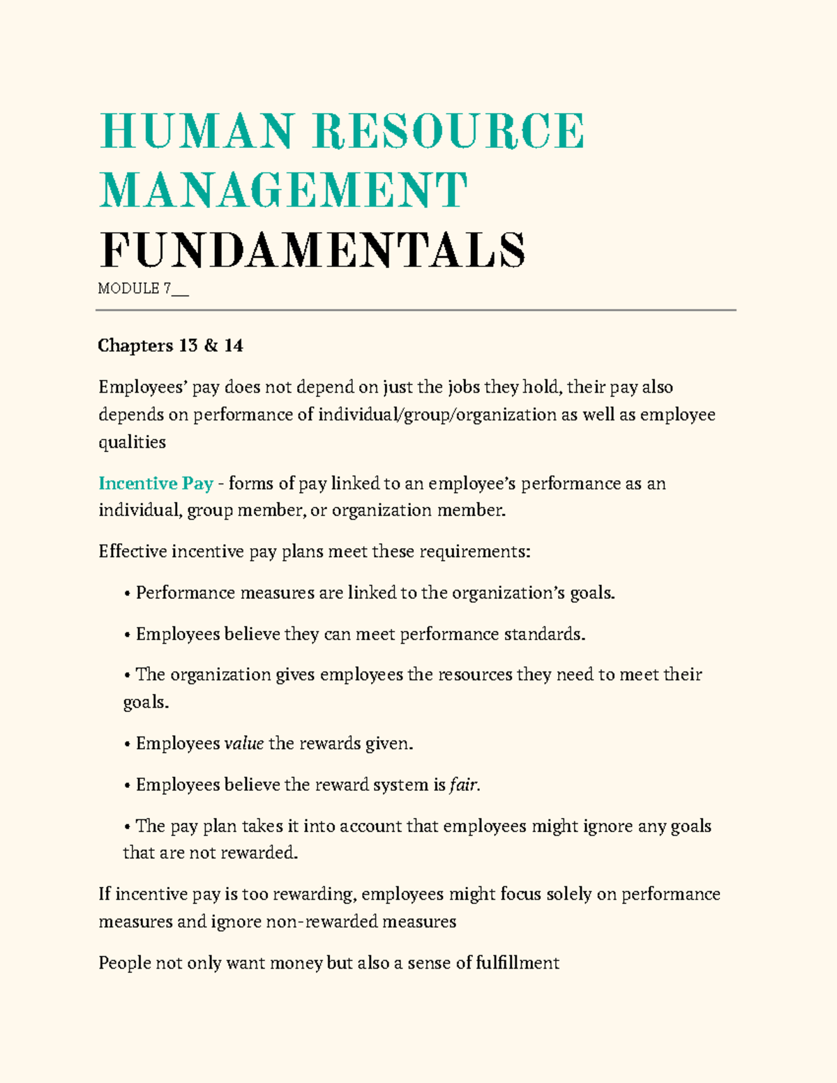 Human Resource Management Module 7 - HUMAN RESOURCE MANAGEMENT ...