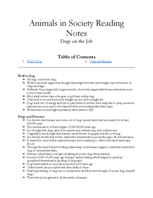 Animals in Society Lecture Notes - Unit 2 - Animals in Society Lecture ...