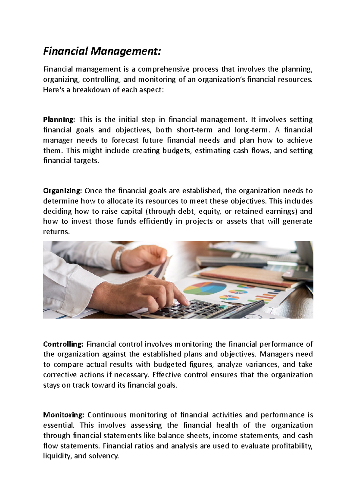 Introduction to financial management , goals of the firm, financial ...