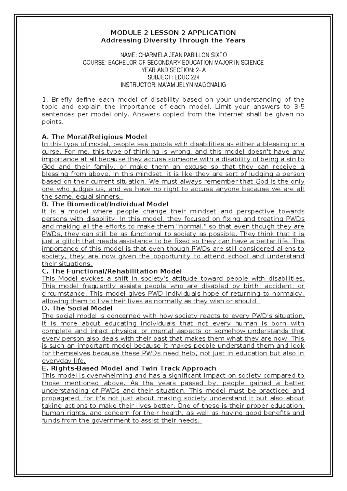 Module 2 Lesson 2 Application Sixto Module 2 Lesson 2 Application Addressing Diversity Through