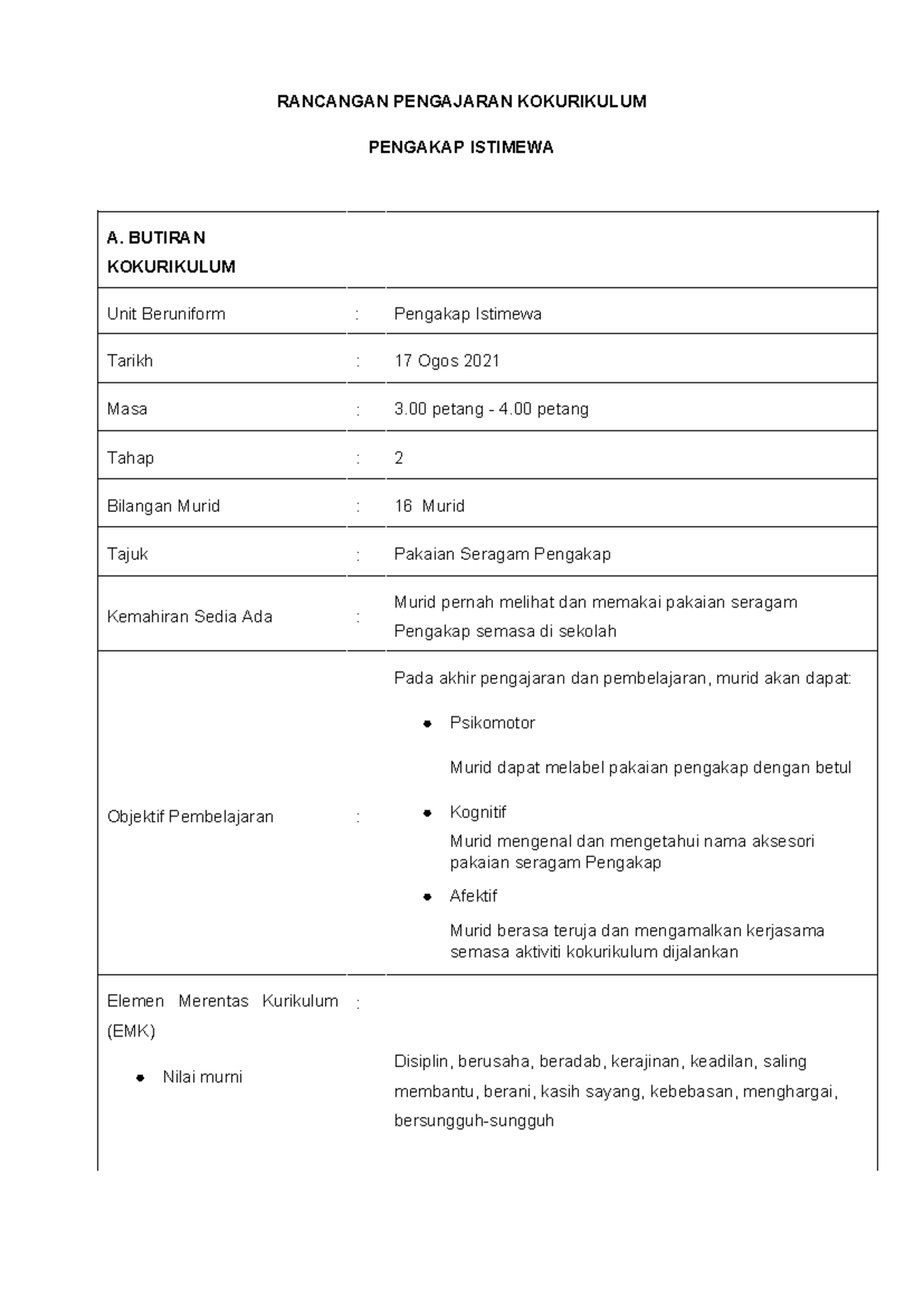 RPH KOKU PR 2 - RANCANGAN PENGAJARAN KOKURIKULUM PENGAKAP ISTIMEWA A ...