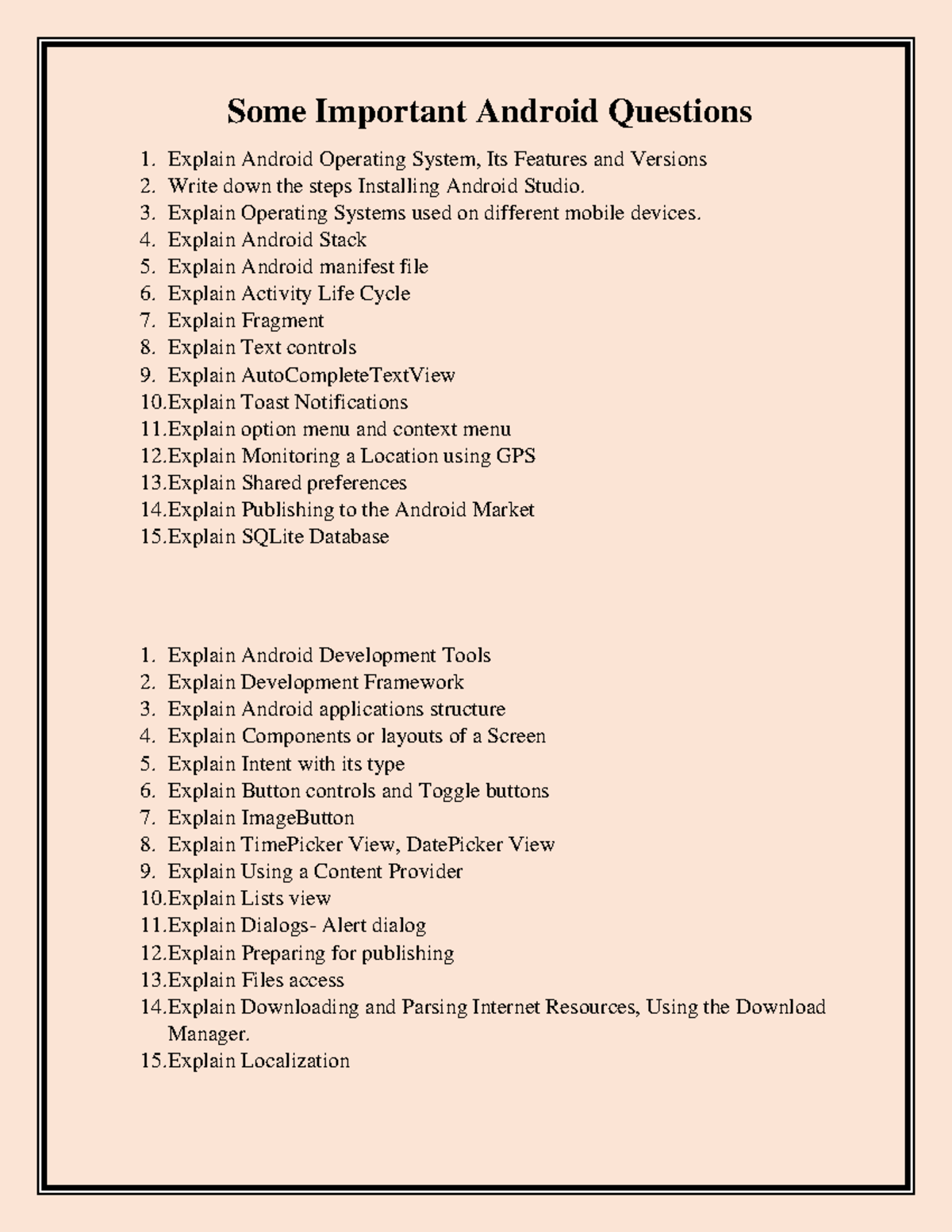 Android Important Questions - Some Important Android Questions Explain ...