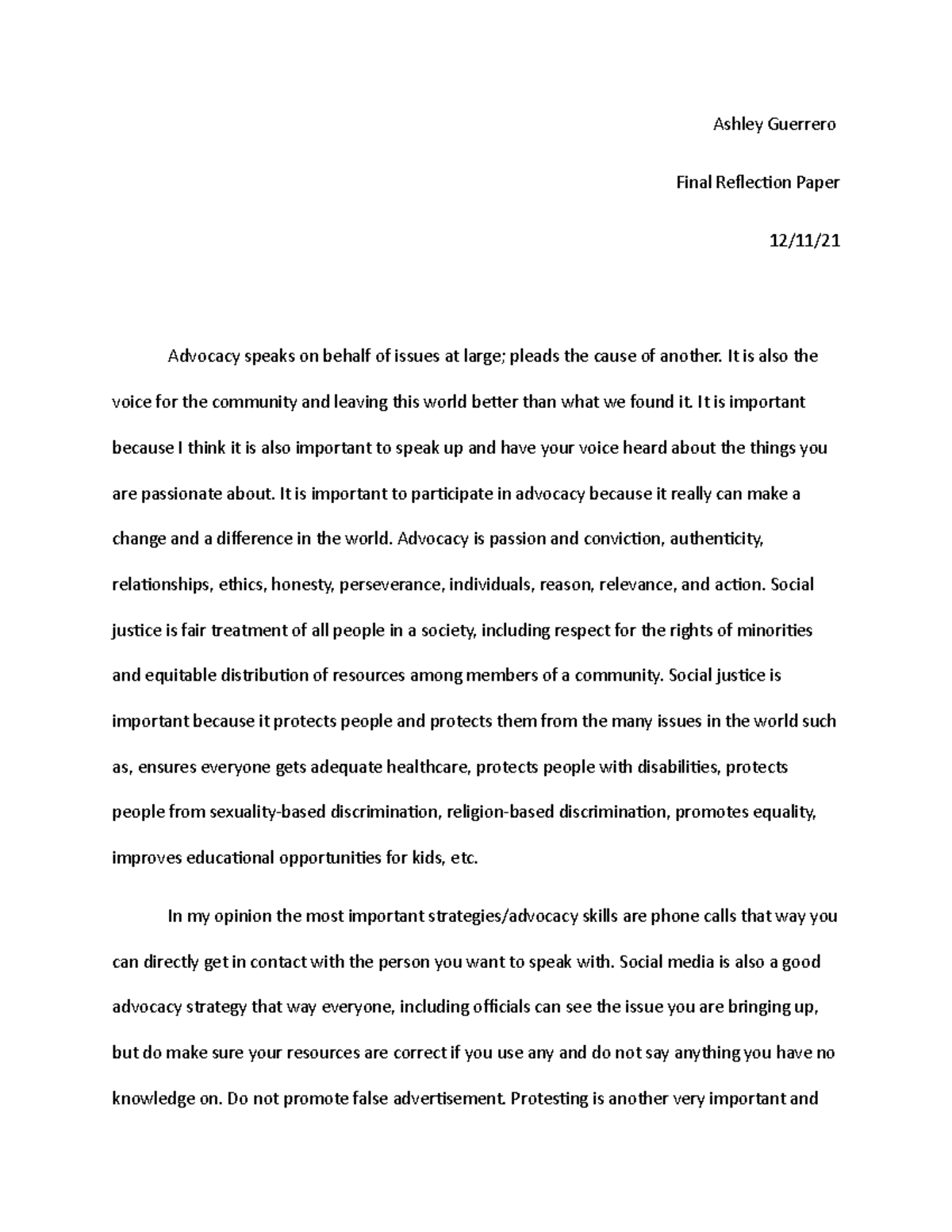 Final-Reflection paper (arts & ideas) - Ashley Guerrero Final ...