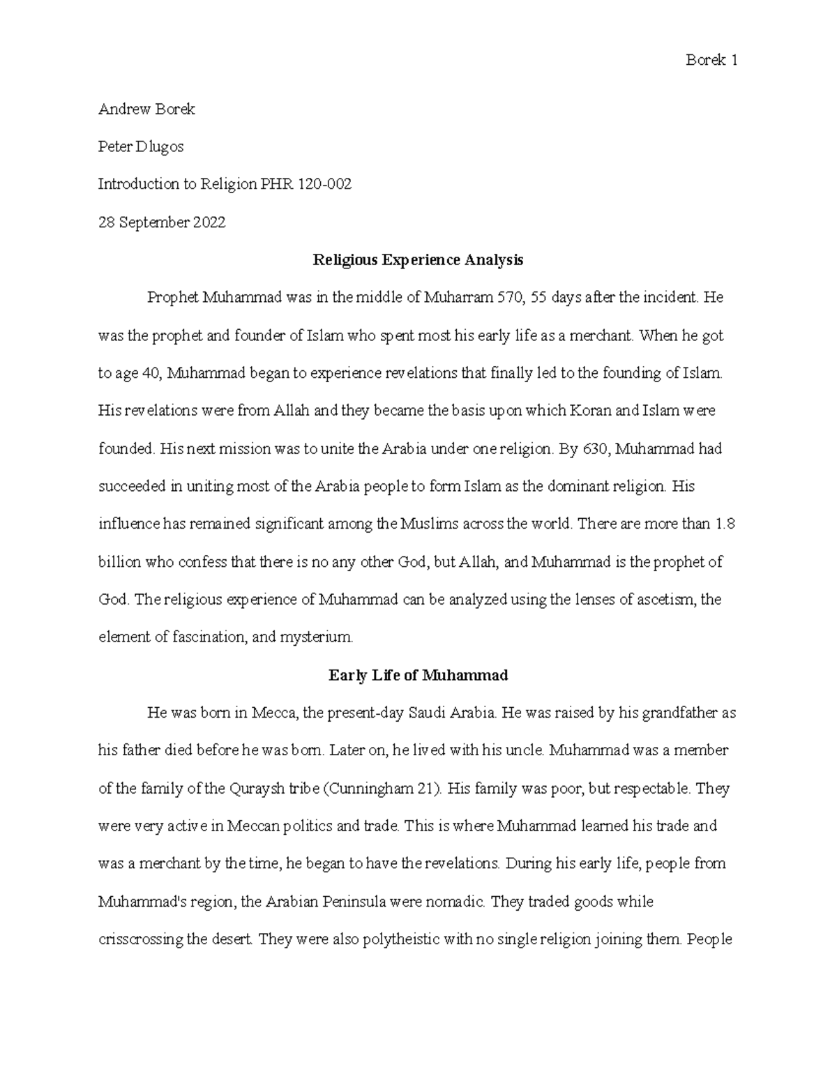 Religion: Analysis of Religious Practices within a Community - Andrew ...