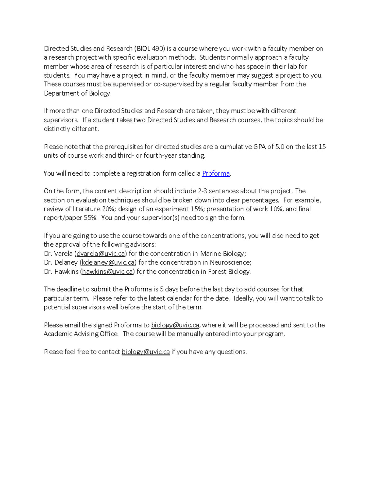 Directed studies info for students desc - Directed Studies and Research ...