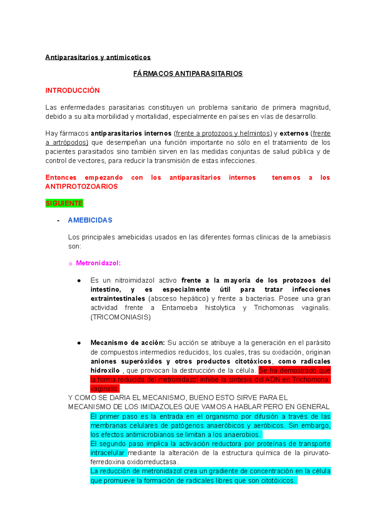 Fármacos Antiparasitarios Y Antimicóticos - Antiparasitarios y antimicoticos FÁRMACOS - Studocu