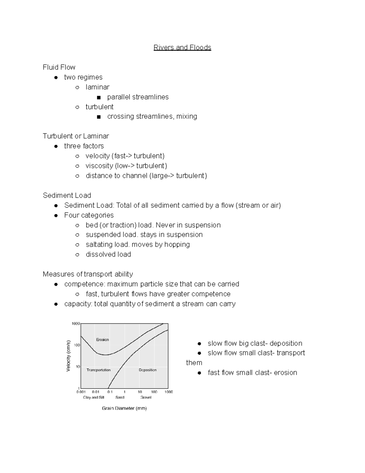 ESCI1005 Rivers and Floods lecture notes - Rivers and Floods Fluid Flow ...