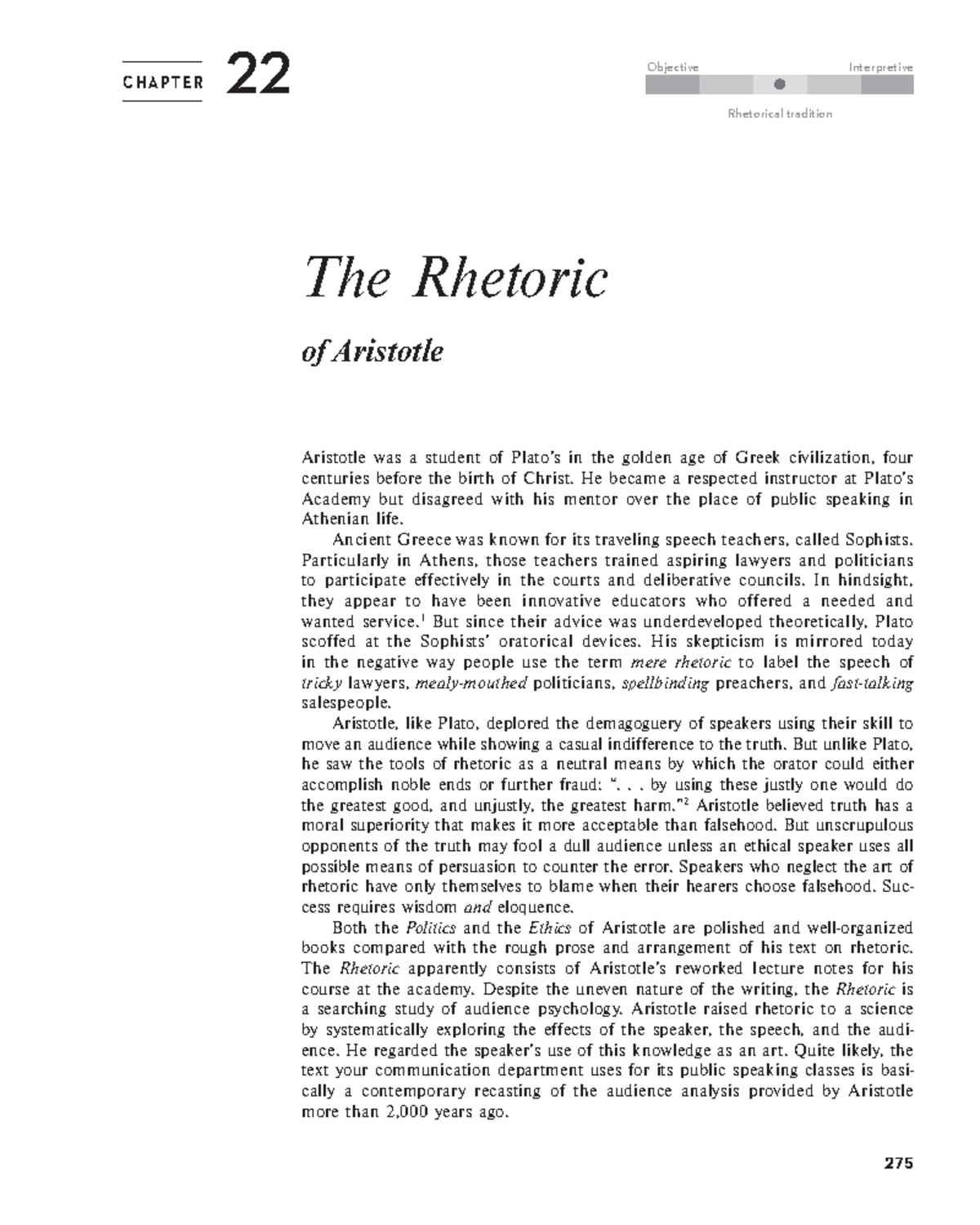Rhetoric Chapter 22 - this is a pdf - 275 C H A P T E R The Rhetoric of ...