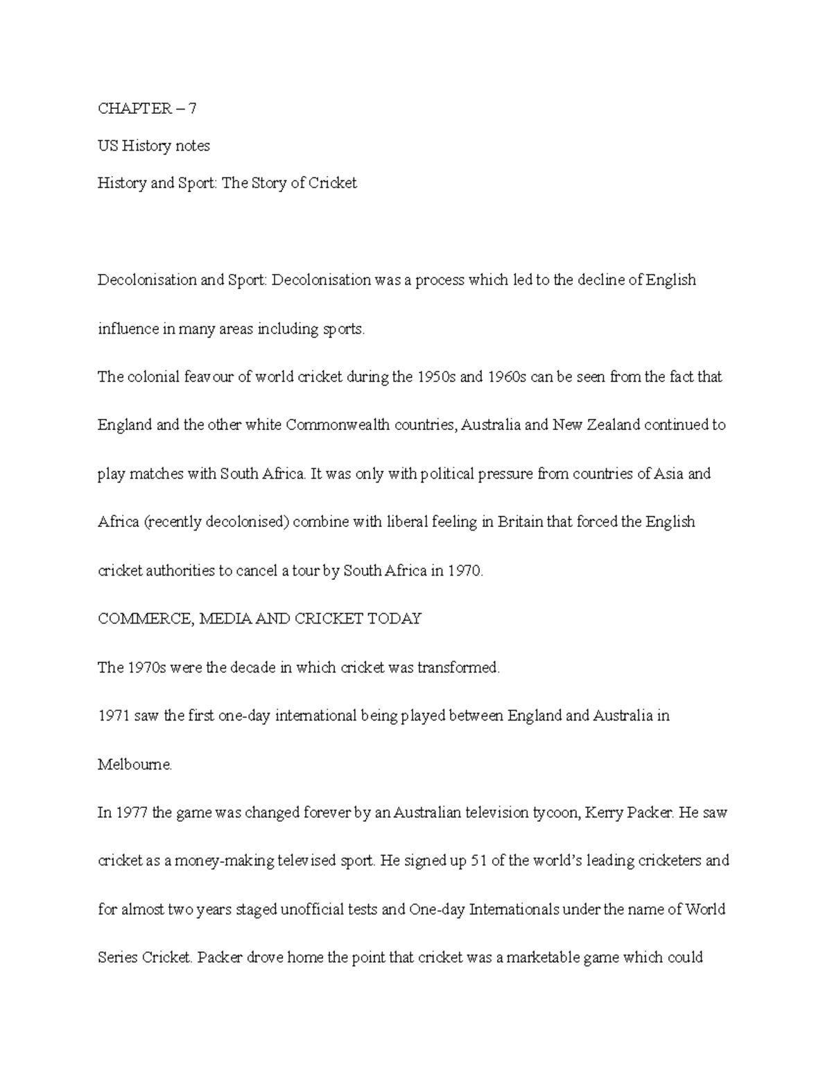 Chapter – 7 US History 4 - Notes - CHAPTER – 7 US History notes History ...