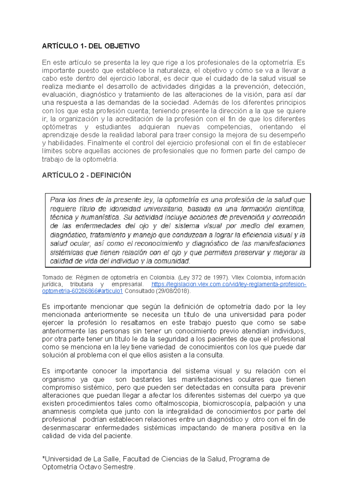 0 LEY 372 DE 1997 - ARTÍCULO 1- DEL OBJETIVO En este artículo se ...