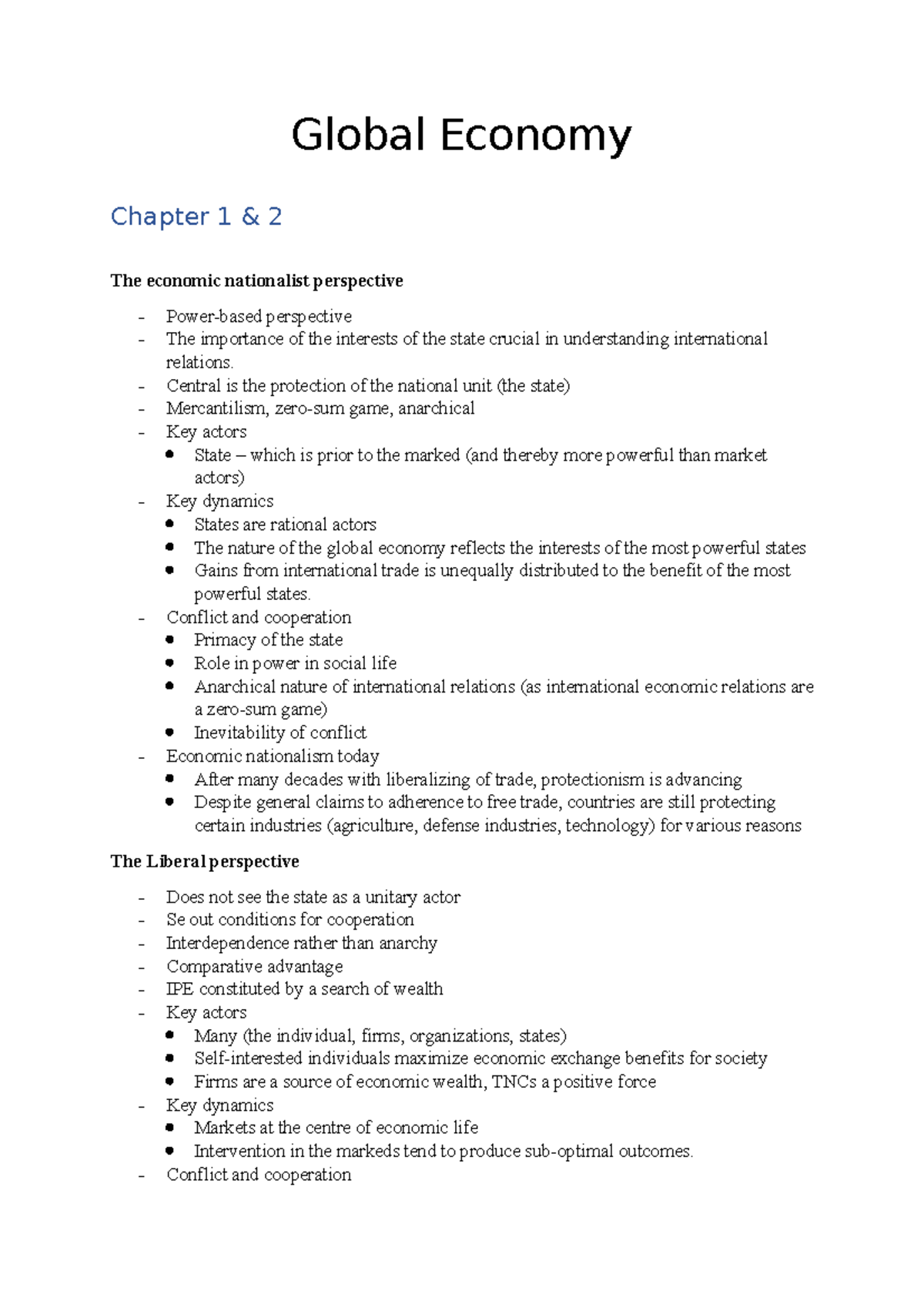 Global Economy - sammendrag fra alle powerpointer - Global Economy ...