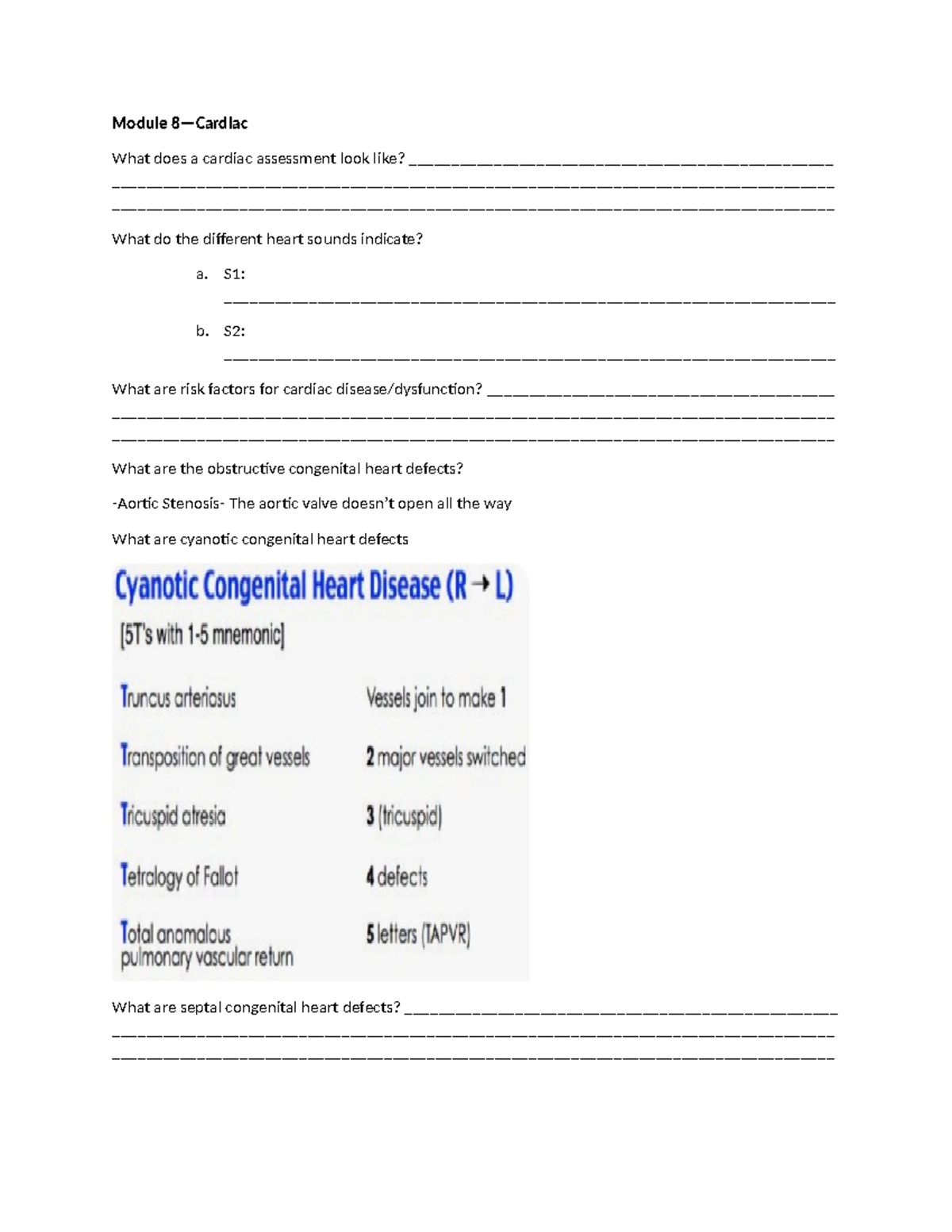 Exam 4 Knowledge and Application Worksheet - Module 8—Cardiac What does ...